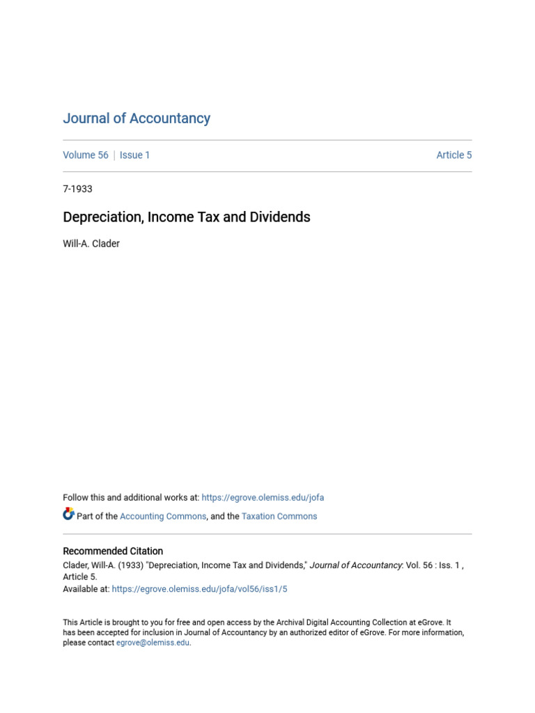 Depreciation Income Tax and Dividends | PDF | Depreciation | Dividend