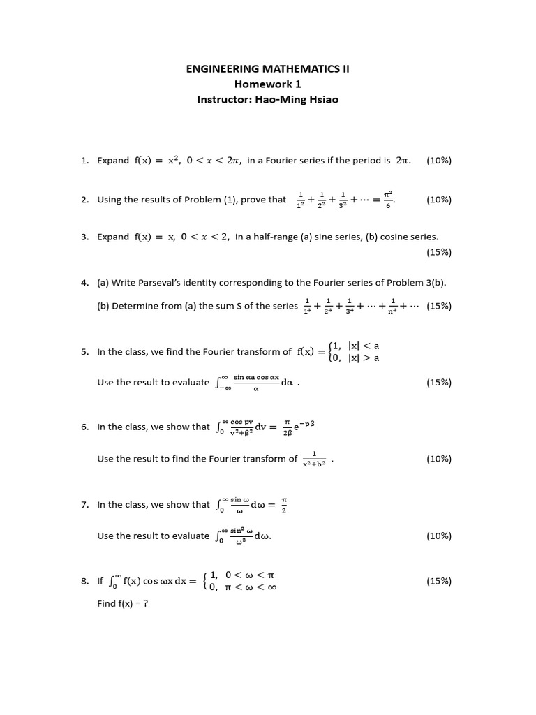 Engineering Math 2 Homework 1 | PDF