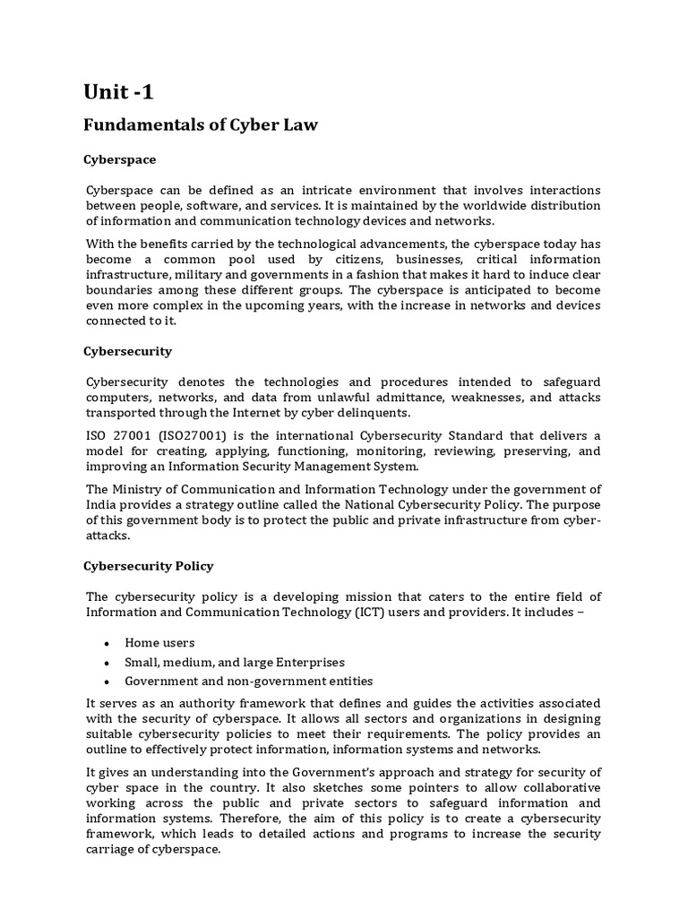 cyber law Notes Unit 1 | Download Free PDF | Patent | Computer Security cyber law Notes Unit 1 | Download Free PDF | Patent | Computer Security