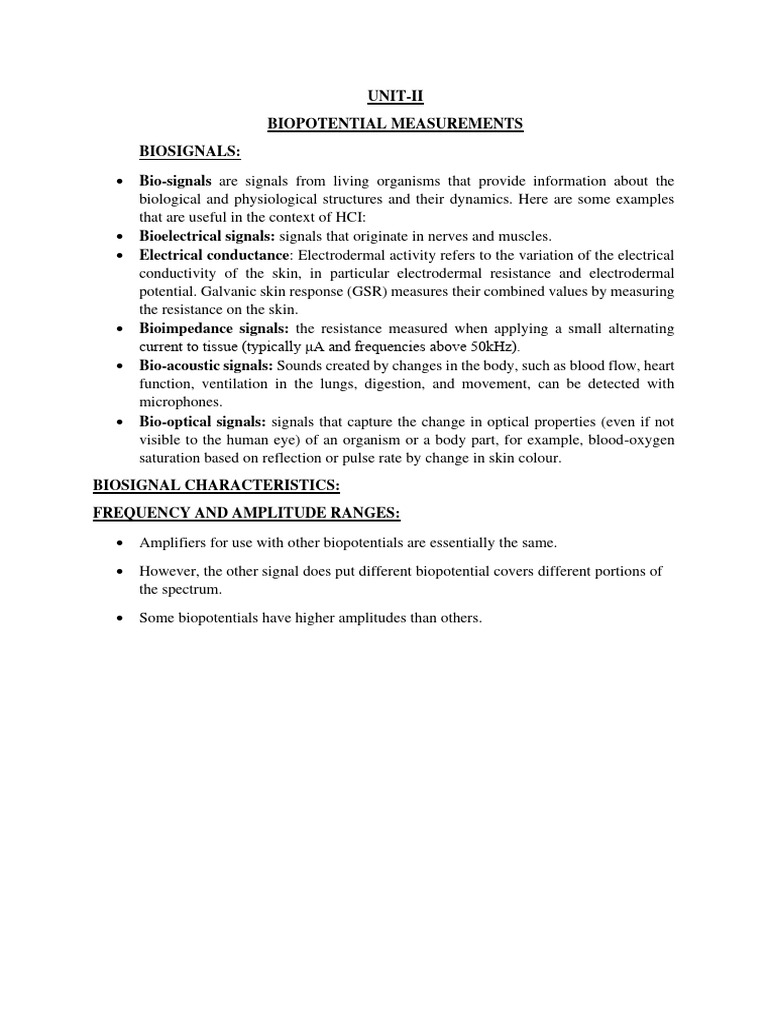 Unit Ii (Bmi) | PDF | Electrocardiography | Electroencephalography