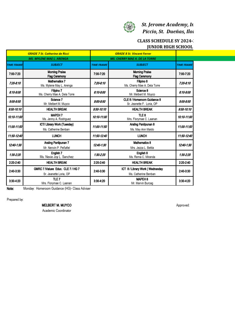 Junior High School Class Program 2024 | PDF | Schools | Educational ...