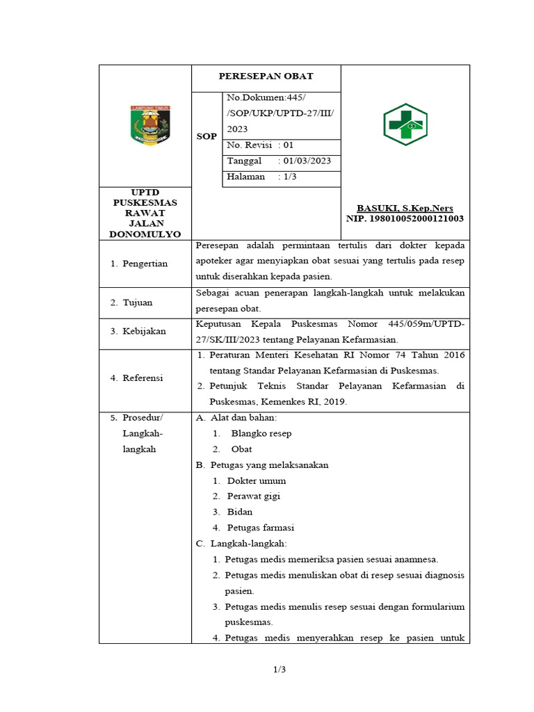 Sop Peresepan Obat | PDF