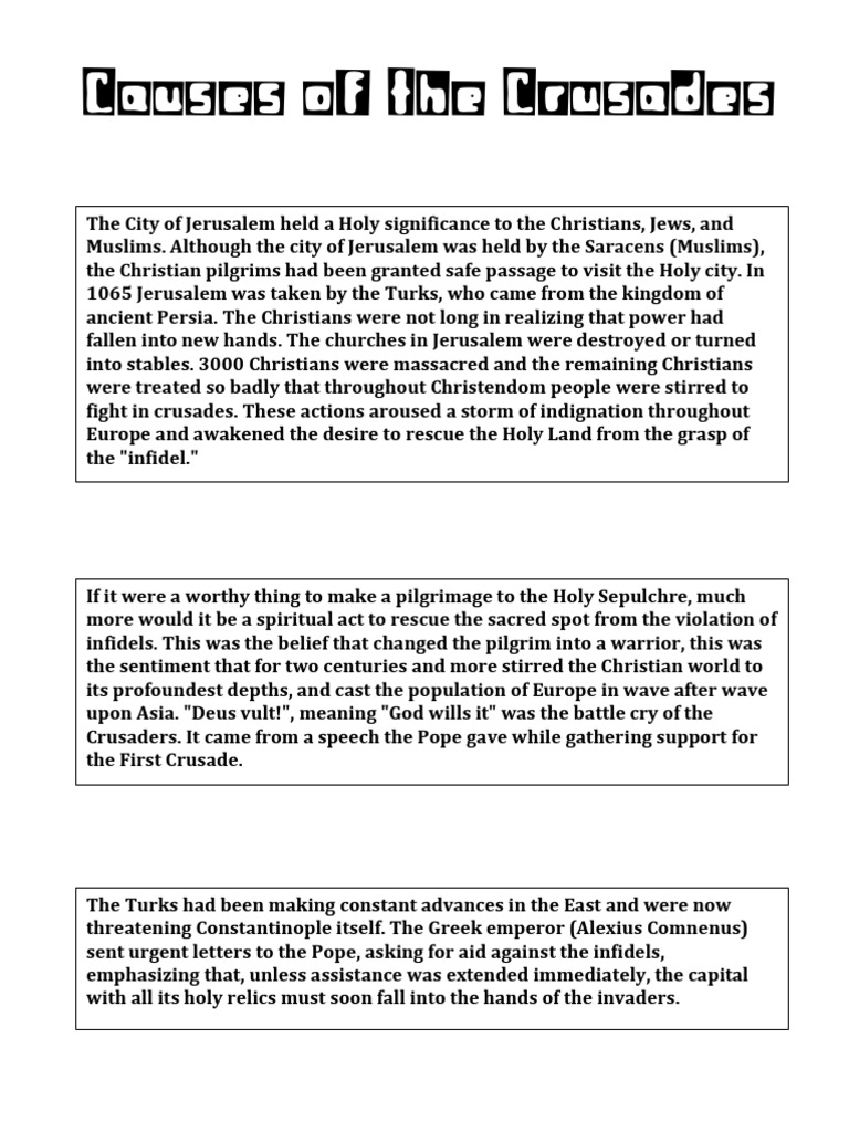 Causes of The Crusades | PDF | Crusades | Middle Ages