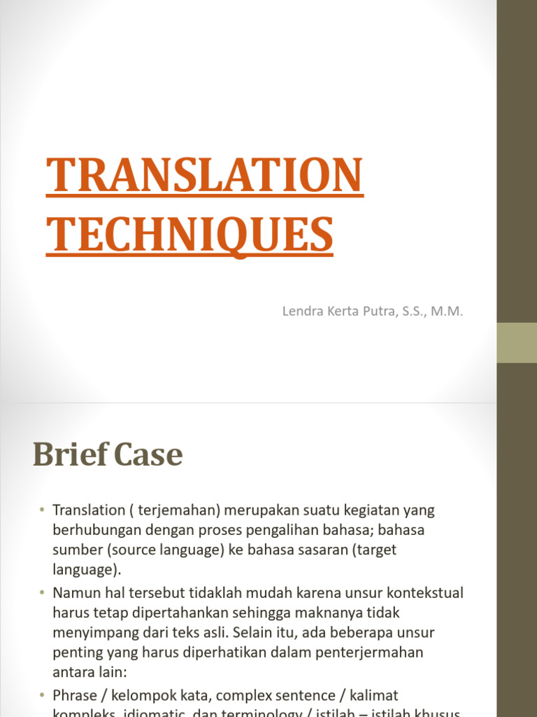 Translation Techniques | PDF | Clause | Sentence (Linguistics)