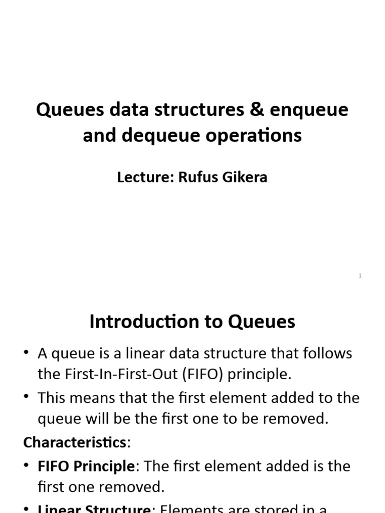 Lecture - Queues Data Structures & Operations | PDF | Queue (Abstract ... Lecture - Queues Data Structures & Operations | PDF | Queue (Abstract ...