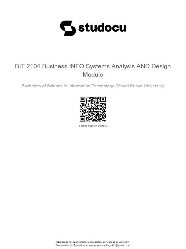 Bit 2104 Business Info Systems Analysis and Design Module | PDF | Software Development Process ...