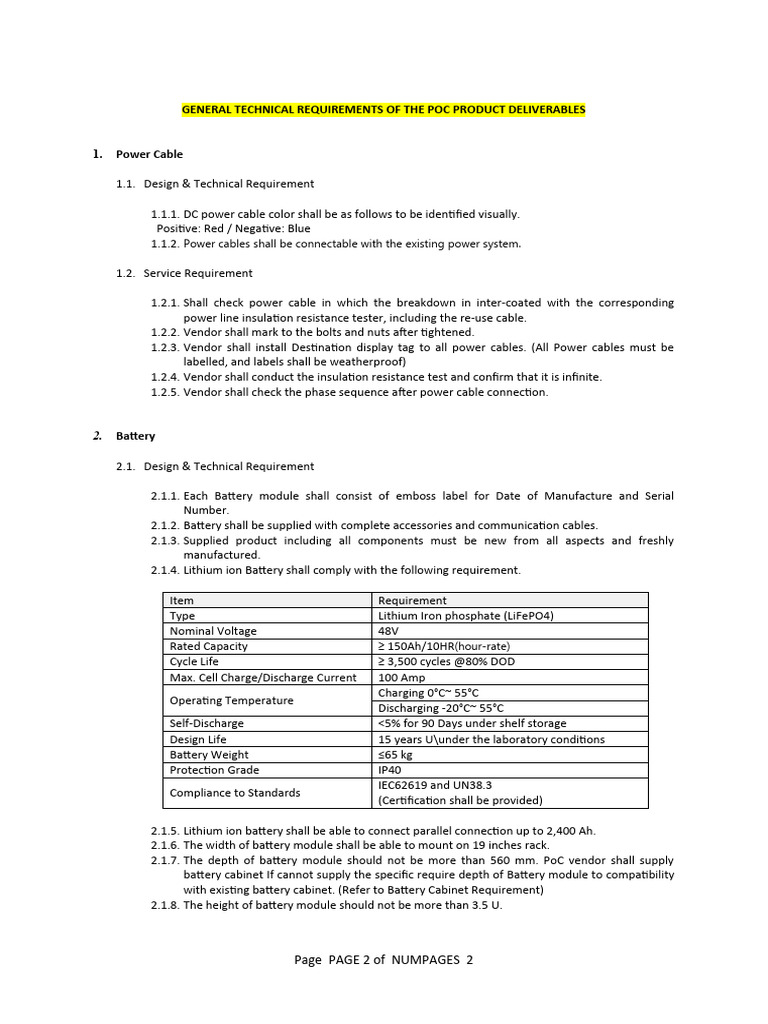 Technical Requirement For PoC - v2 | PDF | Electrical Components | Electric Power
