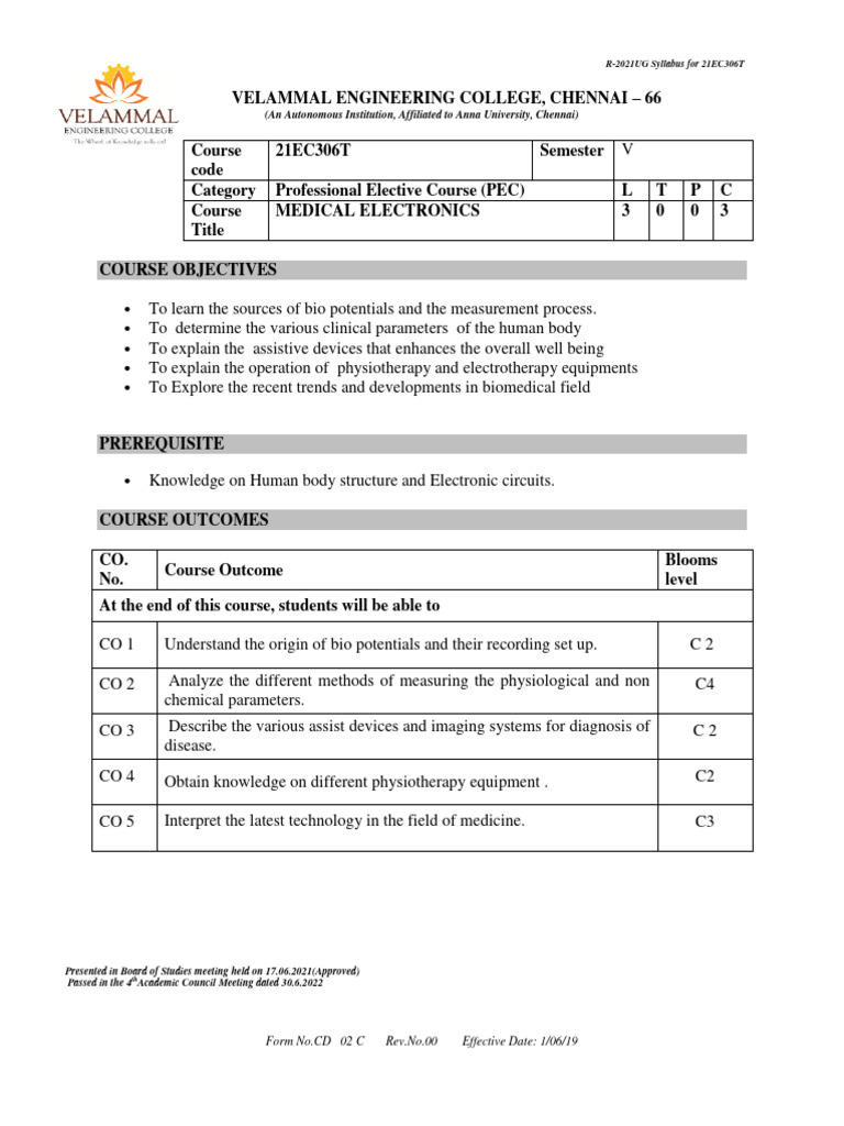 2021 Regulation - ME Syllabus | PDF | Magnetic Resonance Imaging | Heart