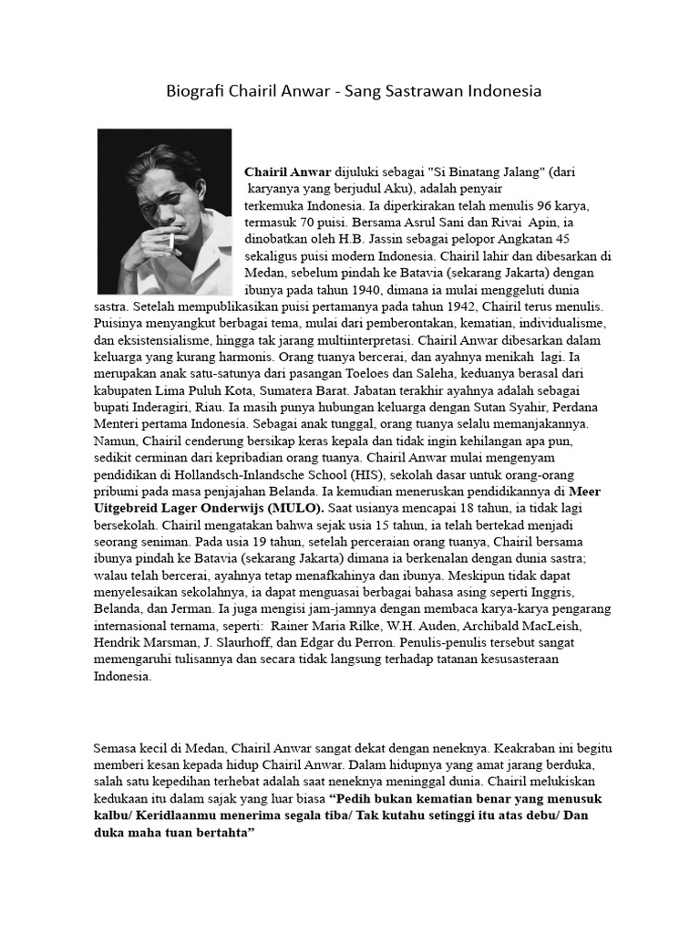Biografi Chairil Anwar | PDF