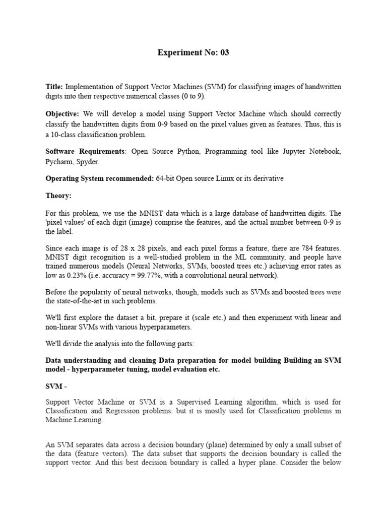 ML Practical 3.docx | PDF | Support Vector Machine | Machine Learning