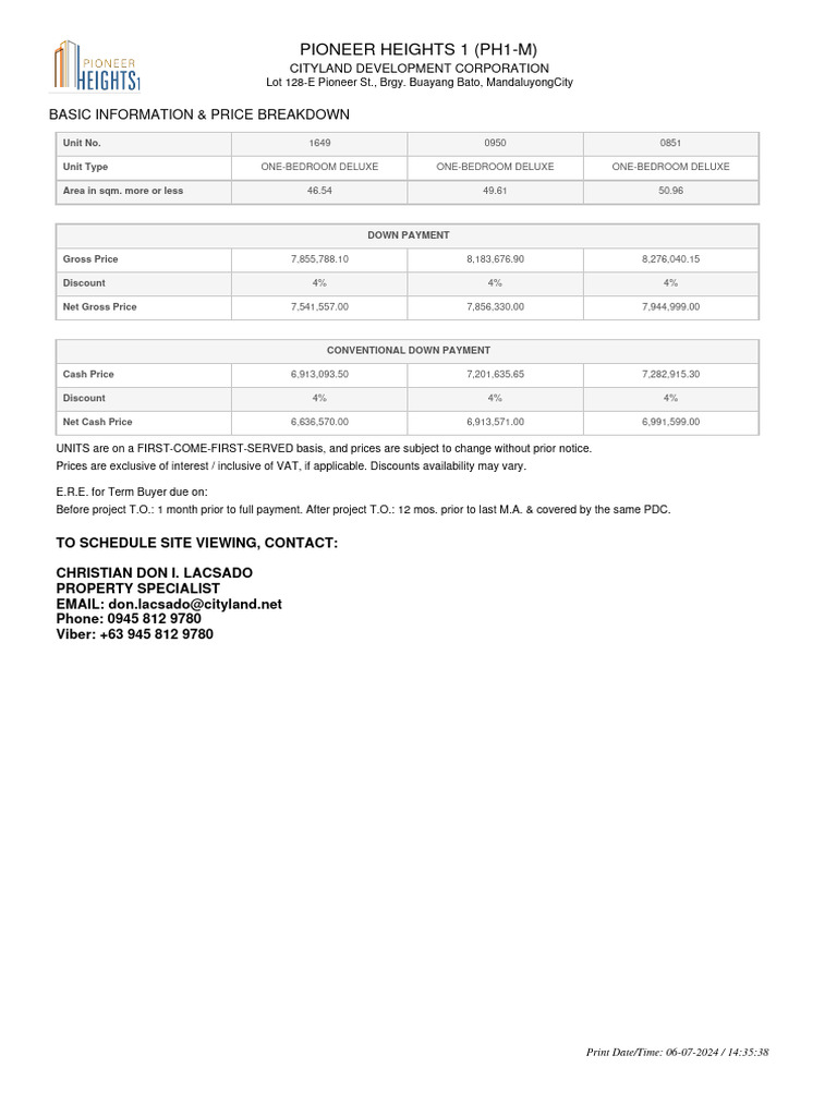 PH1M 1 Bedroom Deluxe 2BR Unit | PDF | Banking | Financial Services