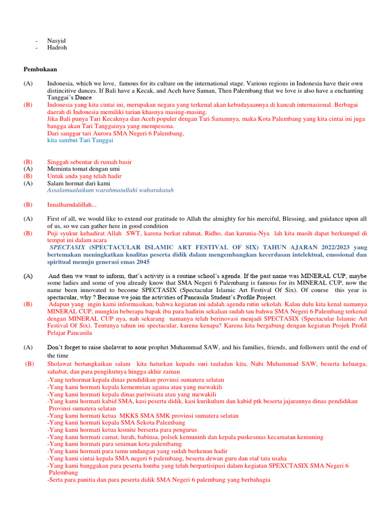 Teks MC Formal Spectasix-2 | PDF