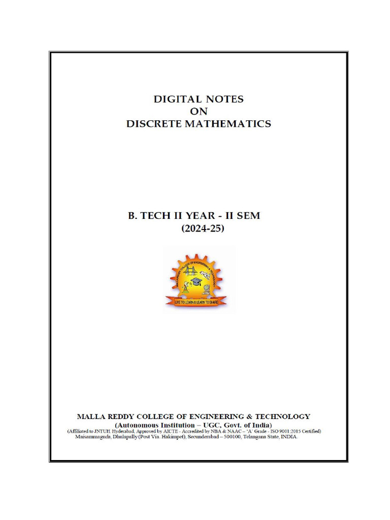 DM | PDF | Discrete Mathematics | Mathematics