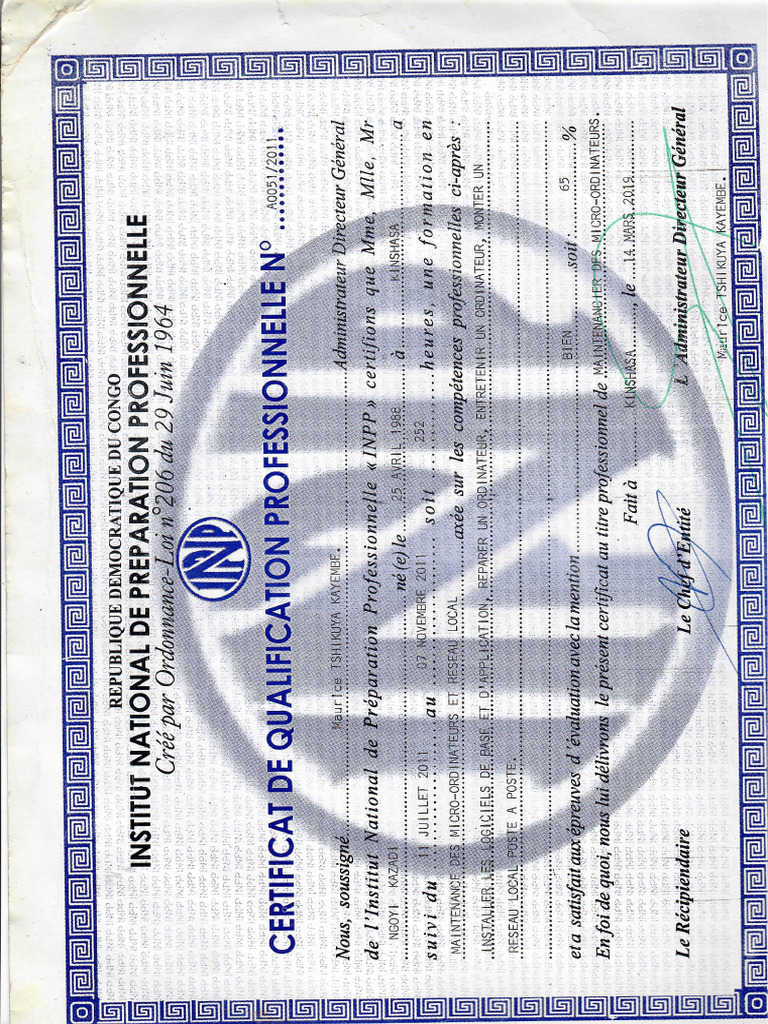 Certificat de Qualification | PDF