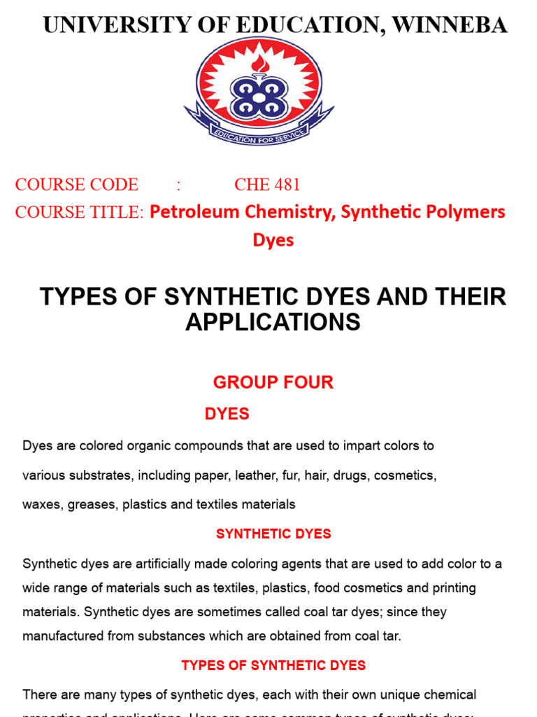 Synthetic Dyes by Group Four-2 | PDF | Dye | Textiles