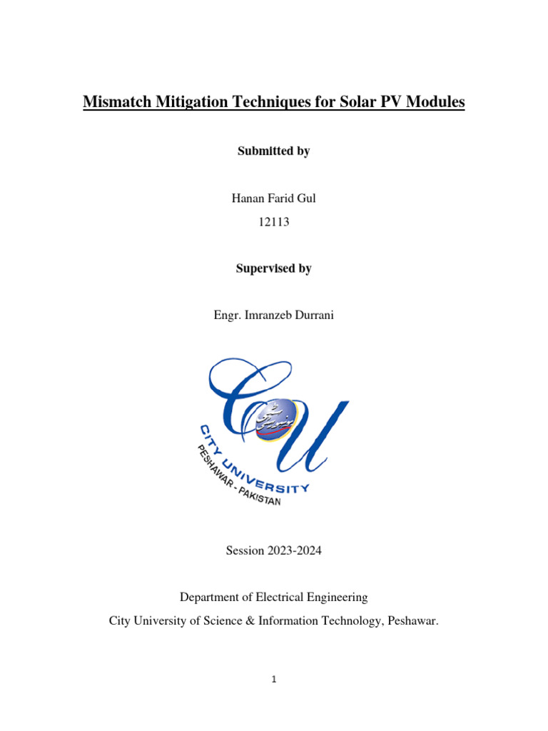 Mismatch Mitigation Techniques For Solar PV Modules | PDF | Photovoltaics | Solar Panel