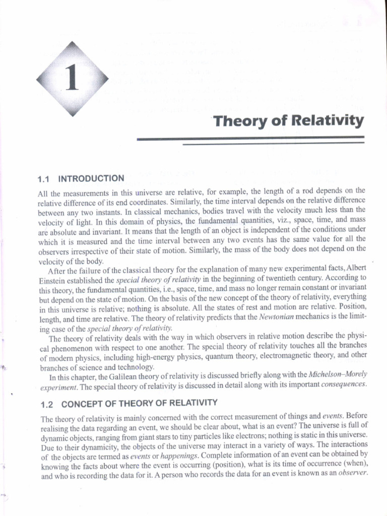 Chapter 1 - Theory of Relativity | PDF