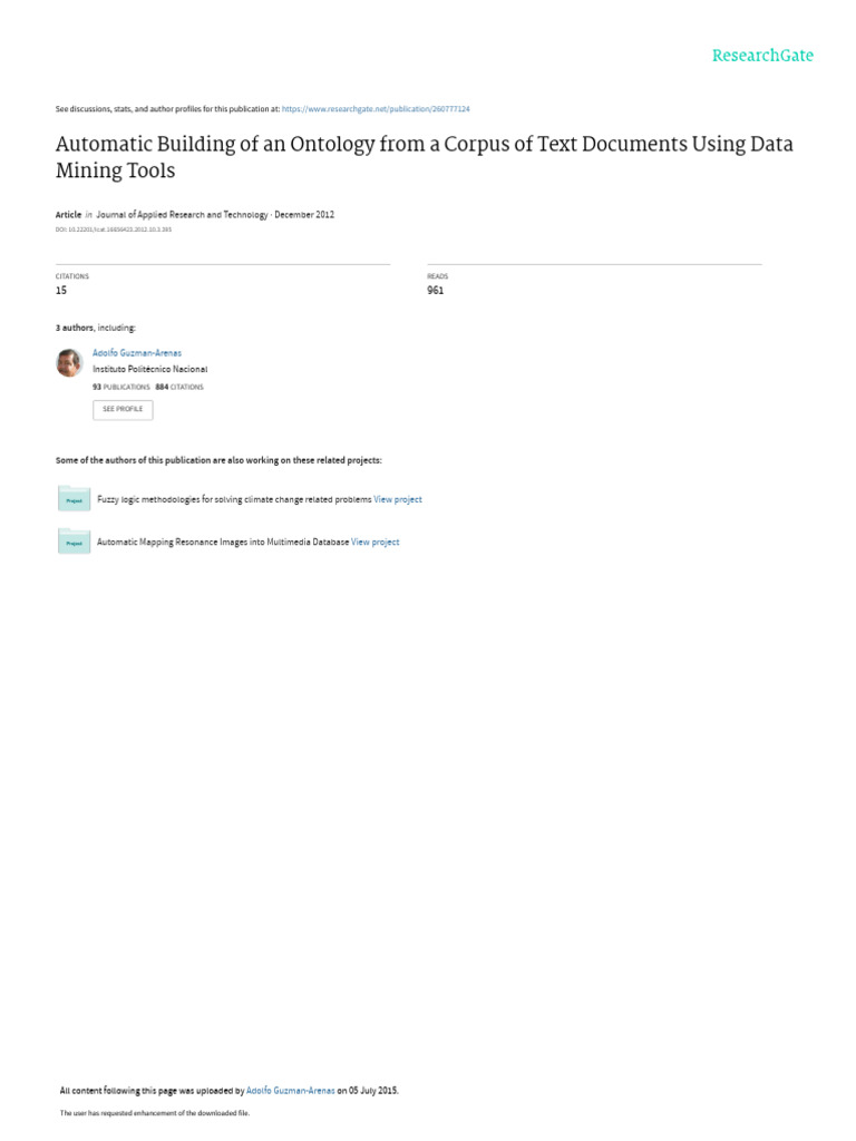 Automatic Building of An Ontology From A Corpus of | PDF | Ontology (Information Science) | Concept