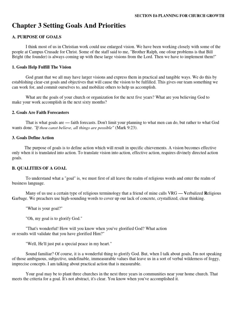 Church Growth: Setting Goals & Priorities | PDF | Paul The Apostle | Faith