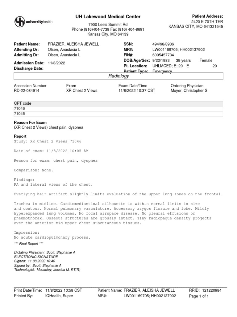 XR Chest 2 Views 11-08-2022 | PDF | Lung | Thorax