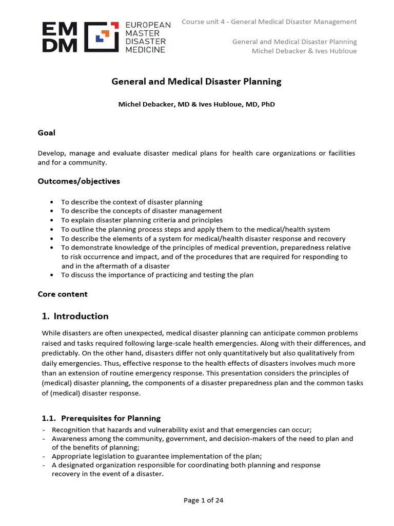 Medical Disaster Management Planning | PDF | Emergency Management | Hazards