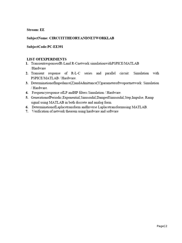 Pc-Ee-391 Lab | PDF | Electrical Network | Electrical Resistance And Conductance