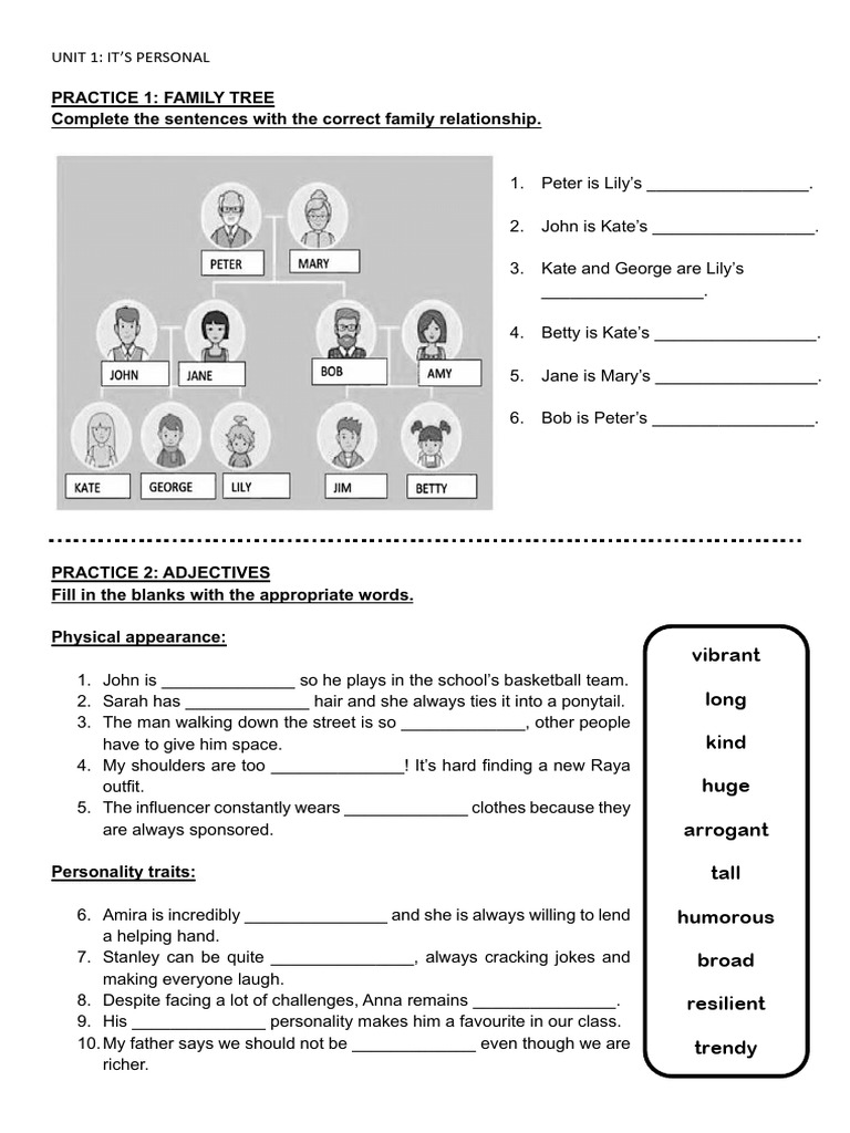 Adjectives and Family Relatives | PDF | Language Arts & Discipline ...