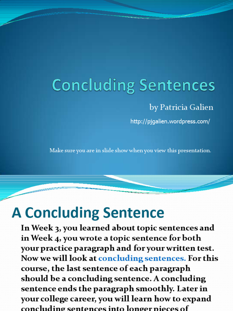 Crafting Effective Concluding Sentences | PDF
