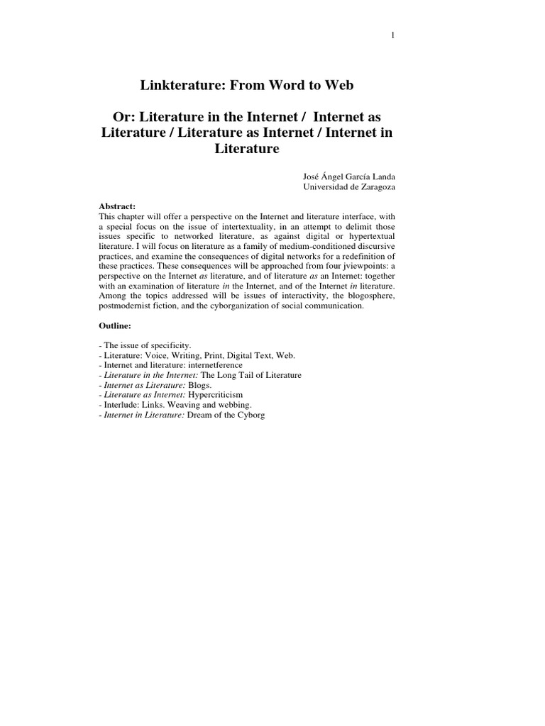 Linkterature From Word To Web or Literat | PDF | Newspapers | Advertising