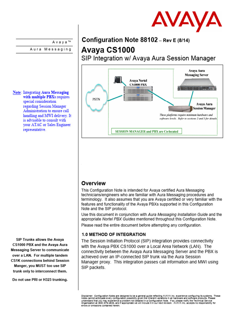 SIP Integration With Avaya Aura Session Manager | PDF | Session Initiation Protocol | Node ...