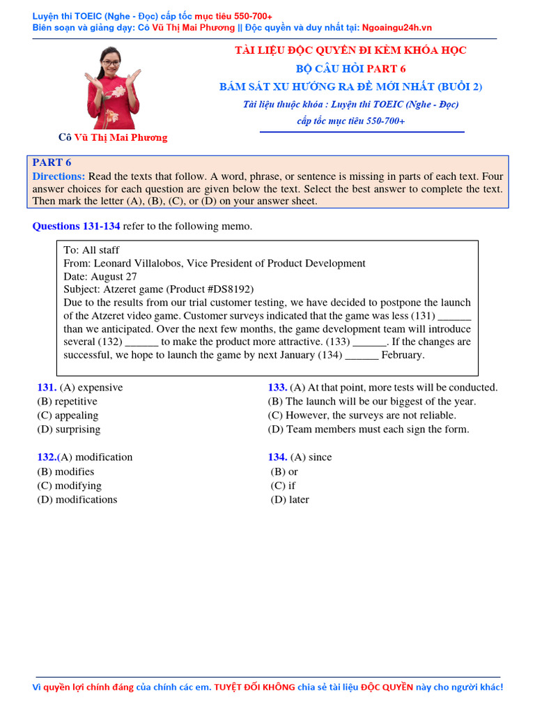 Covumaiphuongtailieudocquyen Bocauhoipart6bamsatxuhuongrademoinhatbuoi2 Ets2022 De02 | PDF