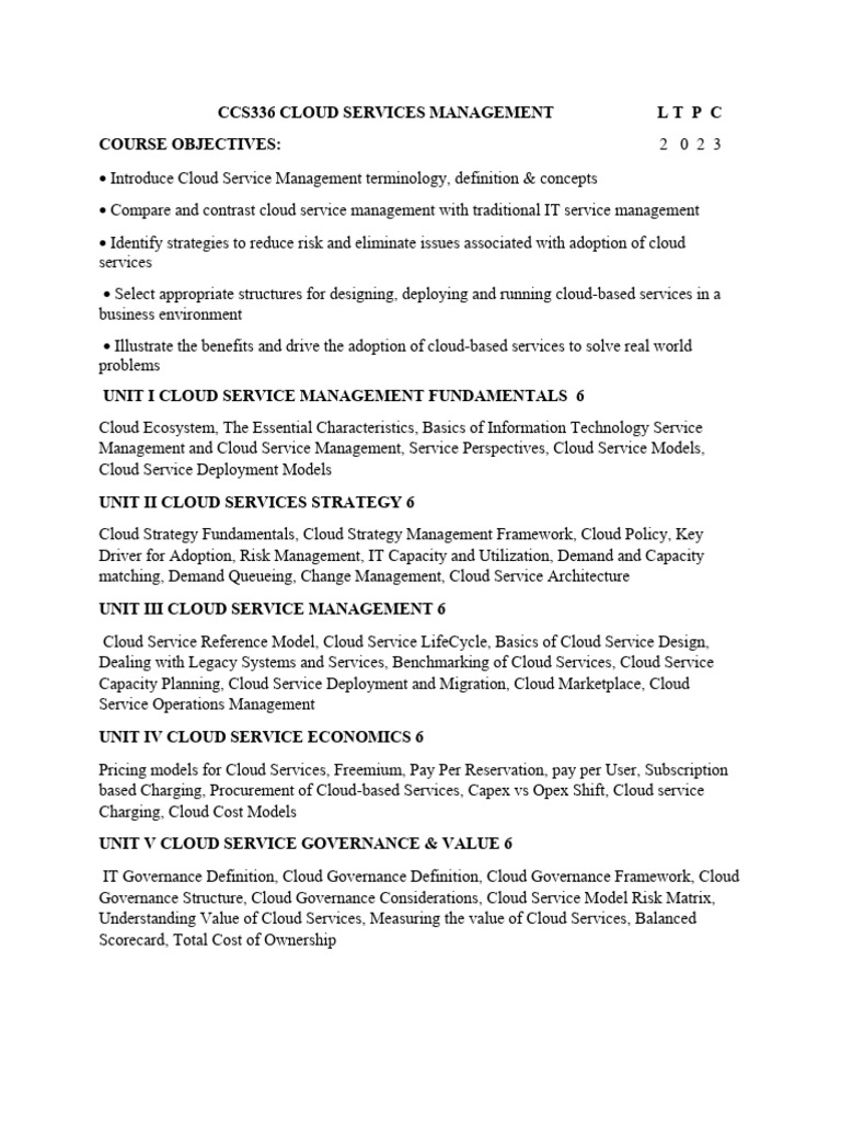 CCS336 CSM Syllabus | PDF | Cloud Computing | Information Technology