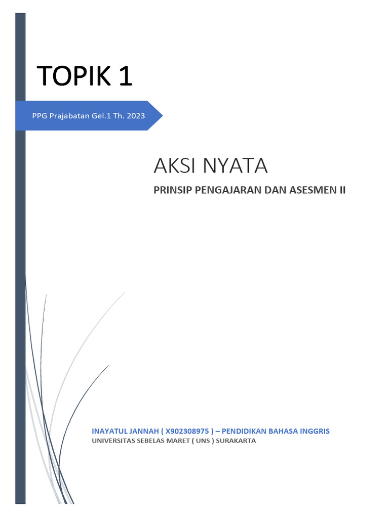 PPA II - Topik 1 - Aksi Nyata (Soal 2) | PDF