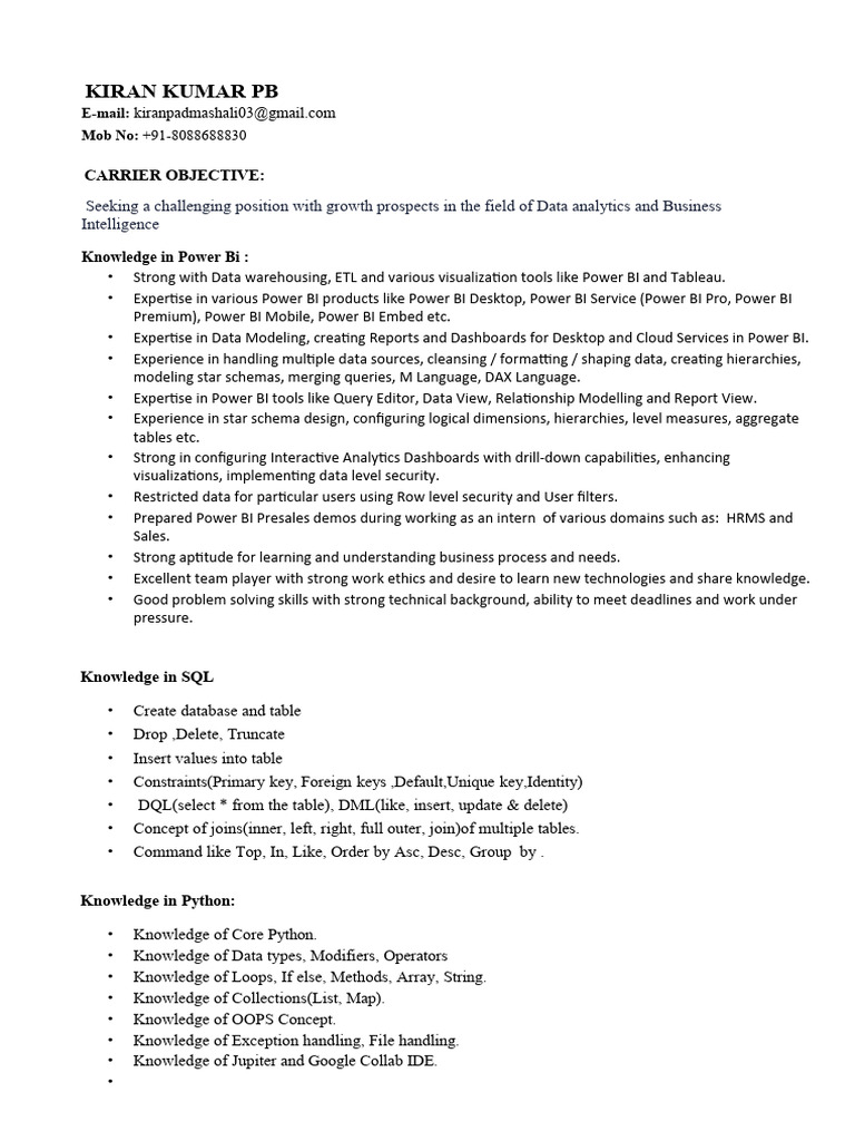 Kiran Padmashali Resume | PDF | Computer Programming | Computing