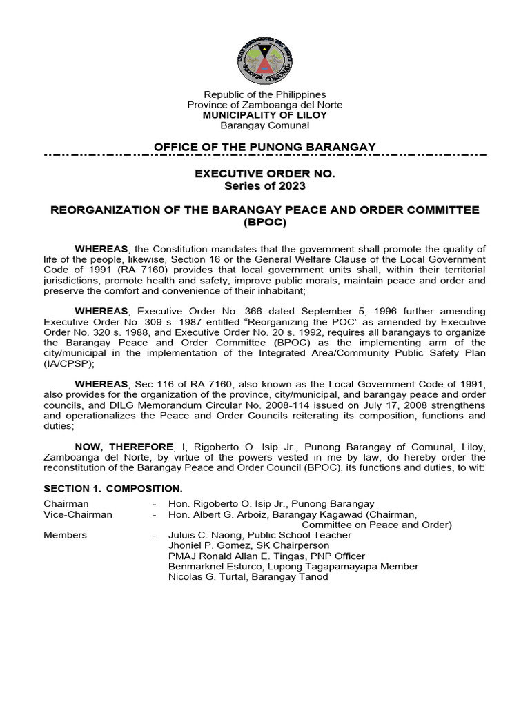 2 Bal Brgy Eo - Bpoc | PDF | Government | Justice
