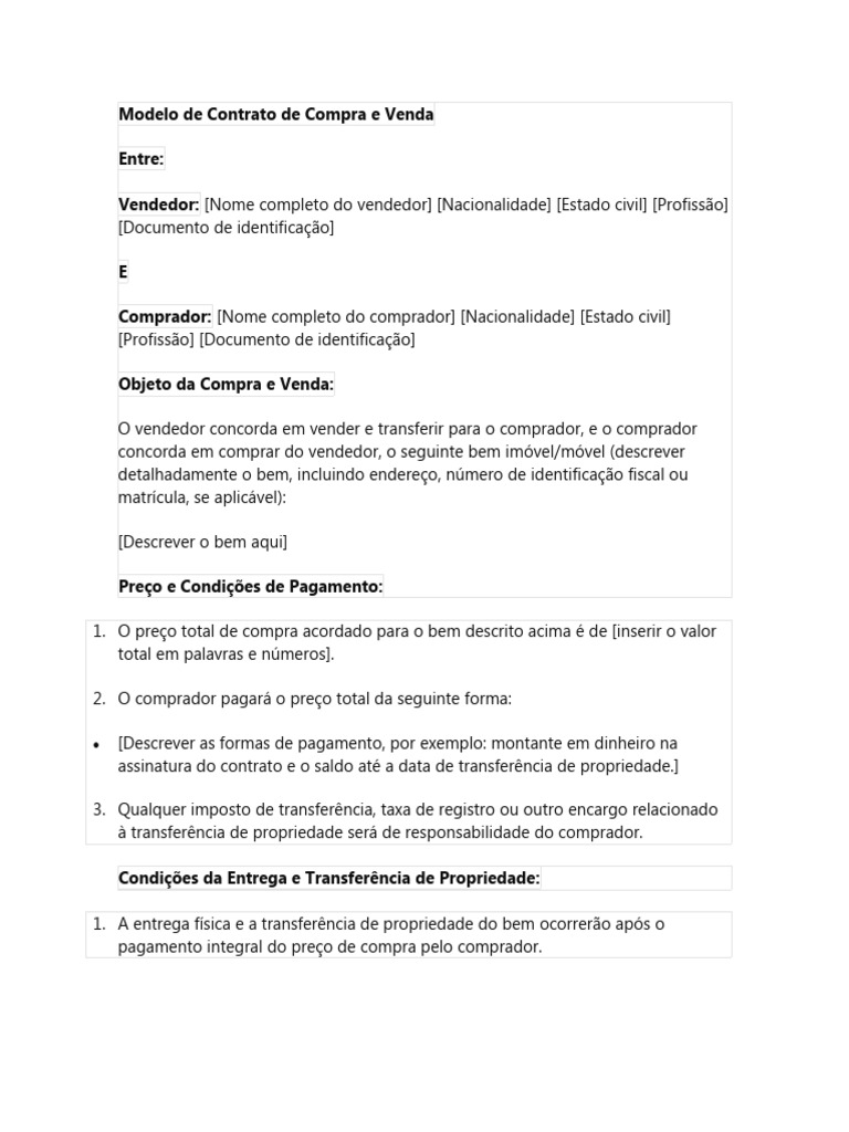 Modelo de Contrato de Compra e Venda | PDF | Propriedade privada | Impostos
