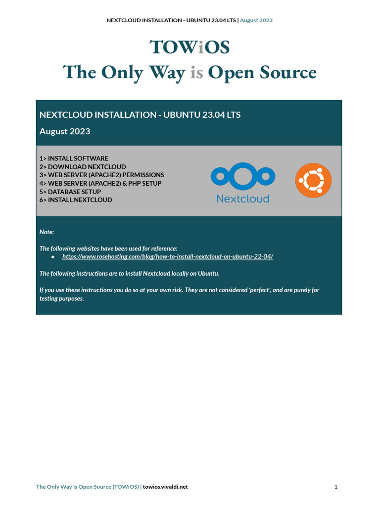 V01-Install Nextcloud Ubuntu | PDF | Apache Http Server | World Wide Web