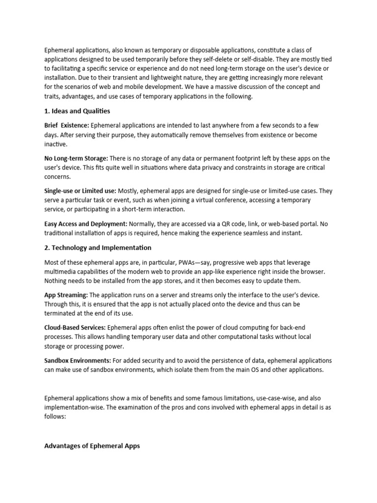 Understanding Ephemeral Applications | PDF | Mobile App | Cloud Computing