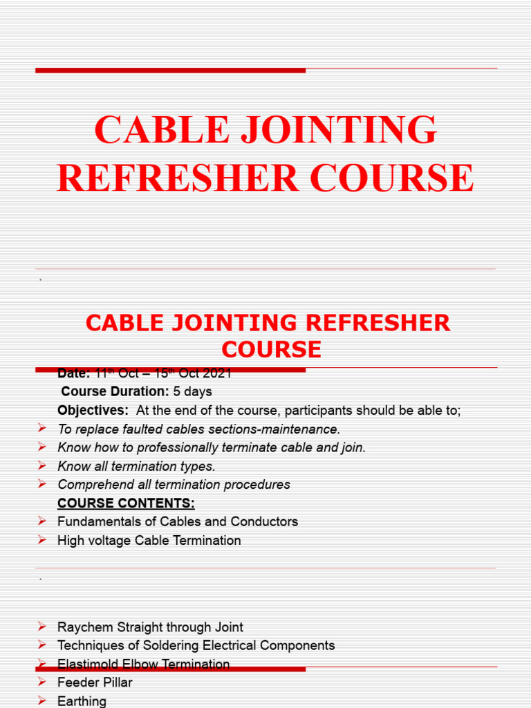Cable Jointing Refresher Course | PDF | Soldering | Electrical Connector