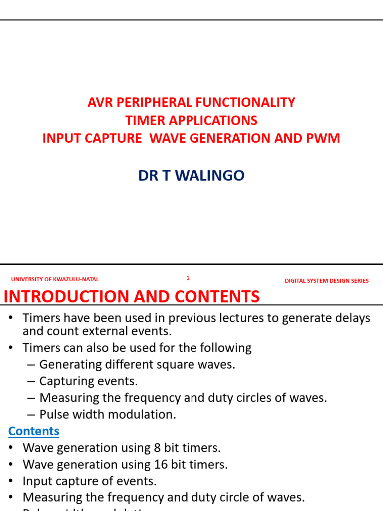CH 8 AVR Peripherals - WaveGenPWM ICP | PDF | Electronic Engineering | Information And ...