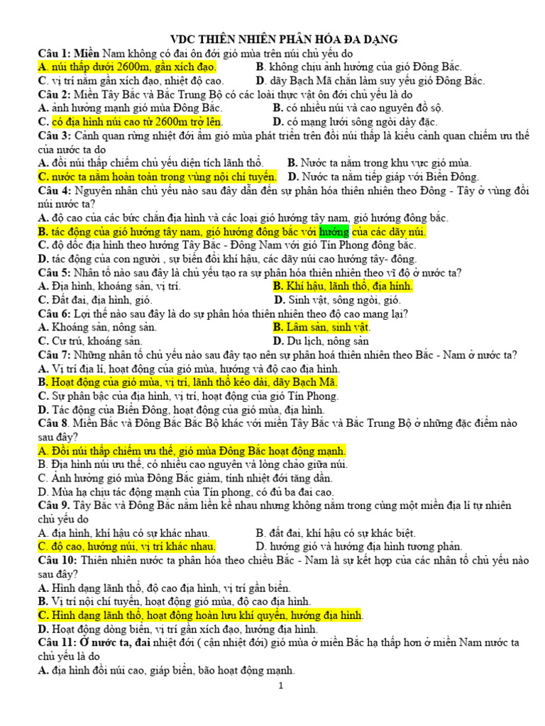 VDC Thiên Nhiên Phân Hóa Đa D NG | PDF