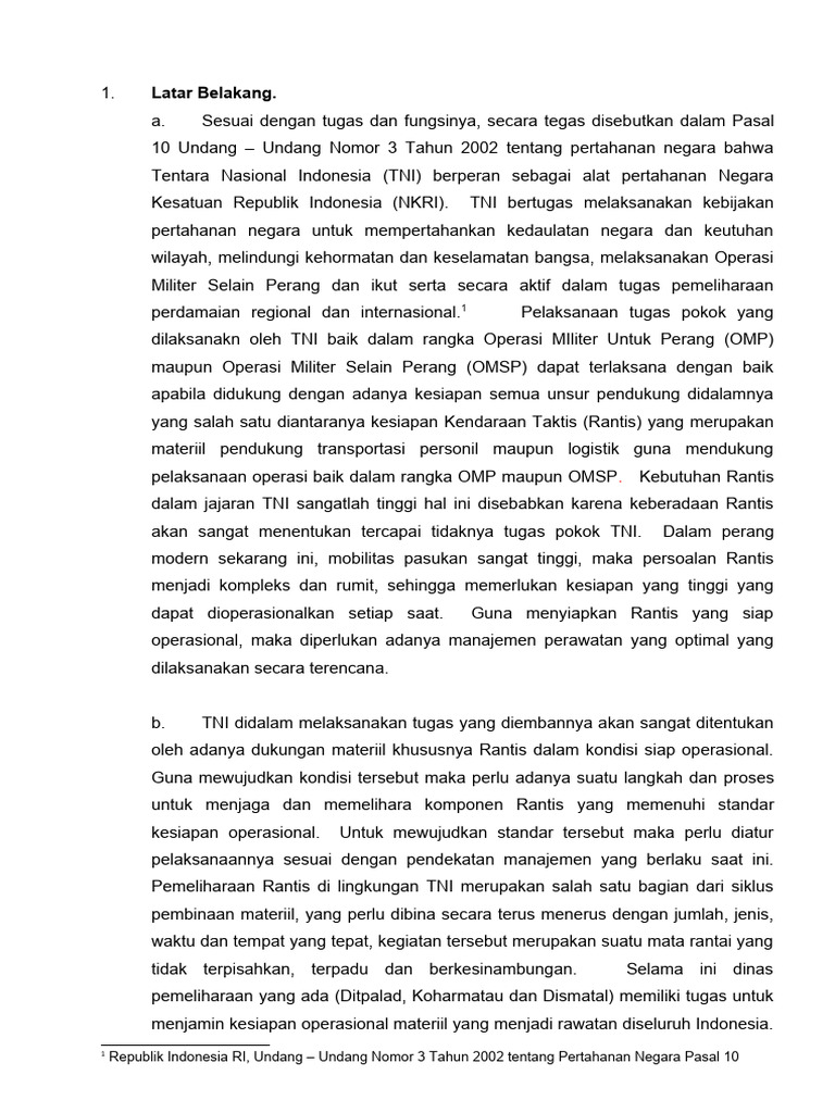 Optimalisasi Manajemen Pemeliharaan Rantis Guna Mendukung Kesiapan ...