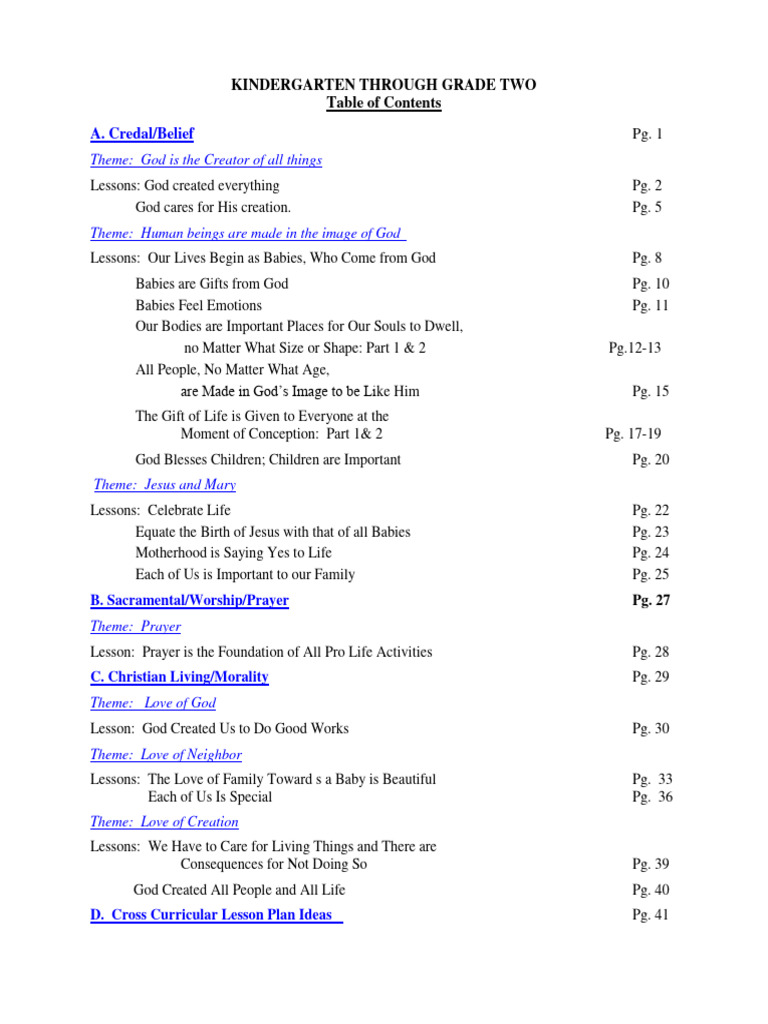 Archdiocese Respect Life Curriculum - Grades K-2 | PDF | Lord's Prayer ...