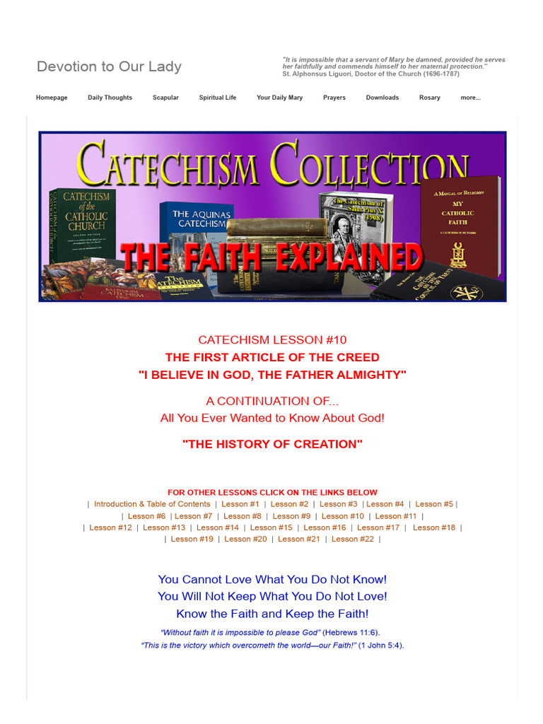Catechism Lesson 10 - Devotion To Our Lady | PDF | Genesis Creation ...