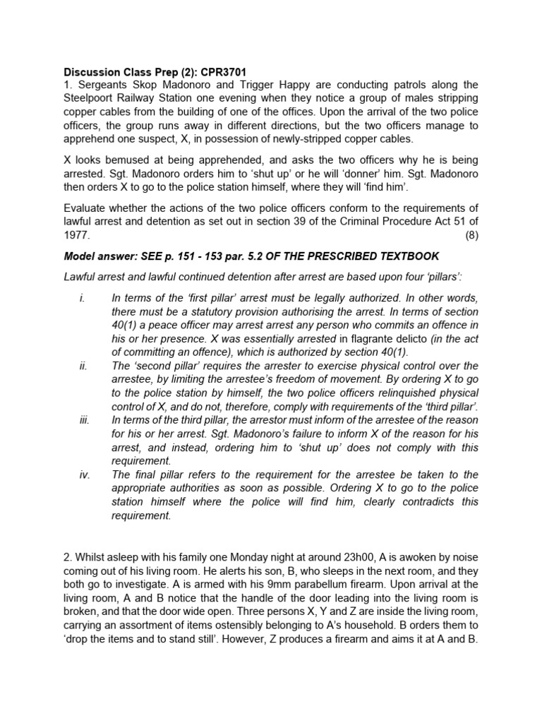 Discussion Class Prep. (2) - QA | PDF | Bail | Arrest