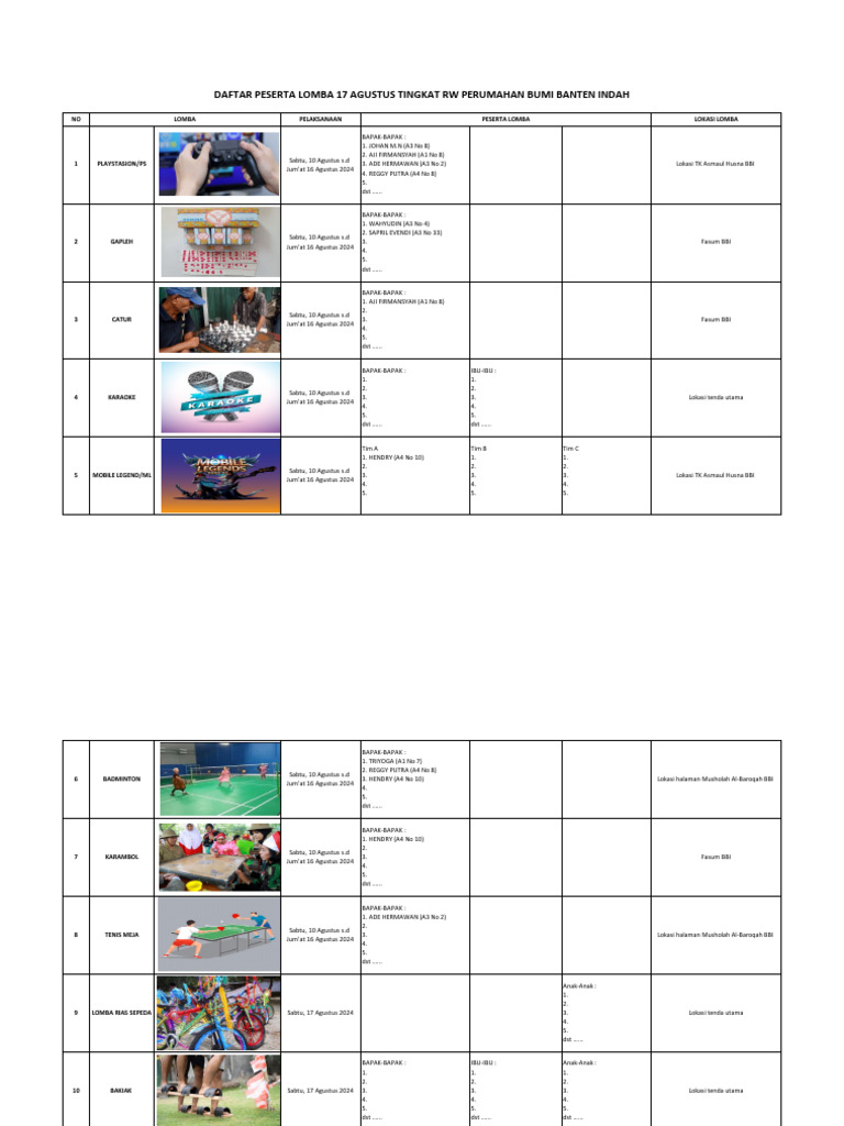 PROPOSAL KEGIATAN 17 AGUSTUS RW BBI 2024 | PDF