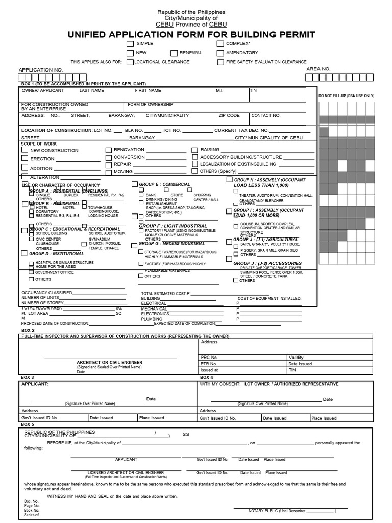 Unified Application For BLDG Permit - DPWH | PDF | Notary Public