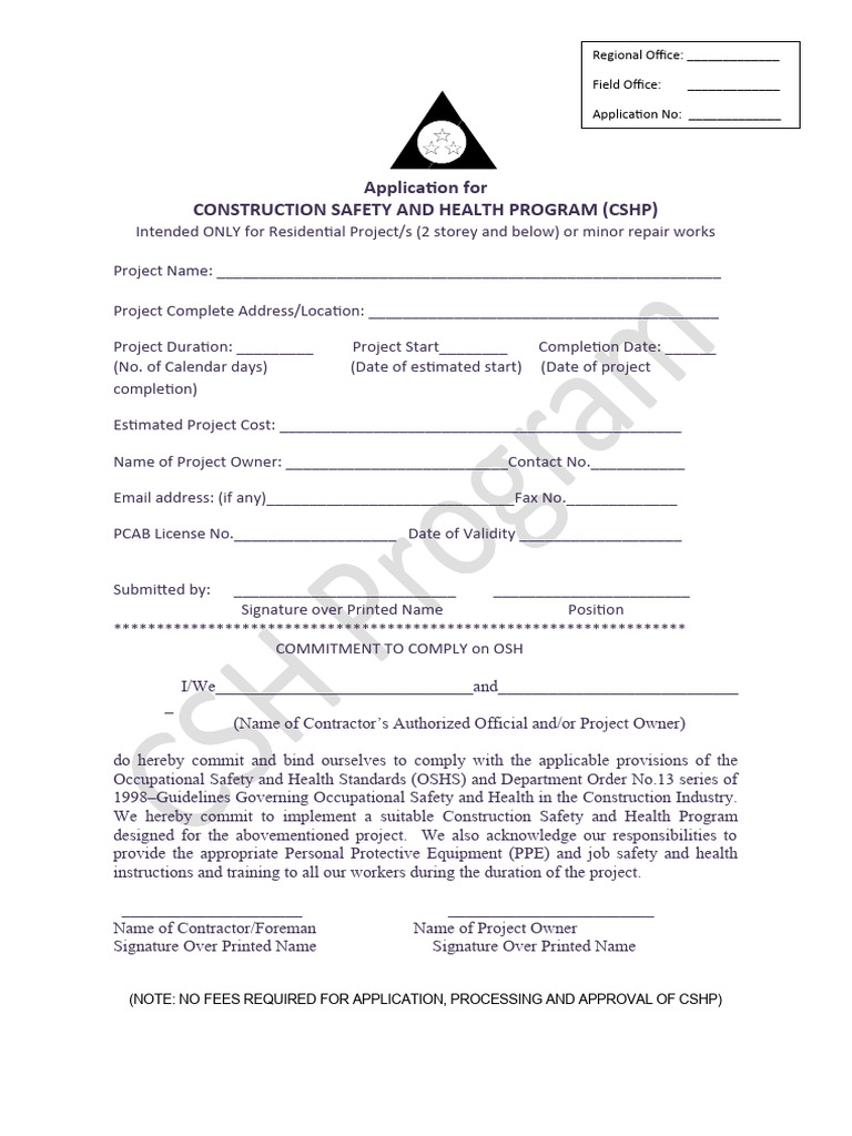 CSHP Application Form For Residential Projects | PDF