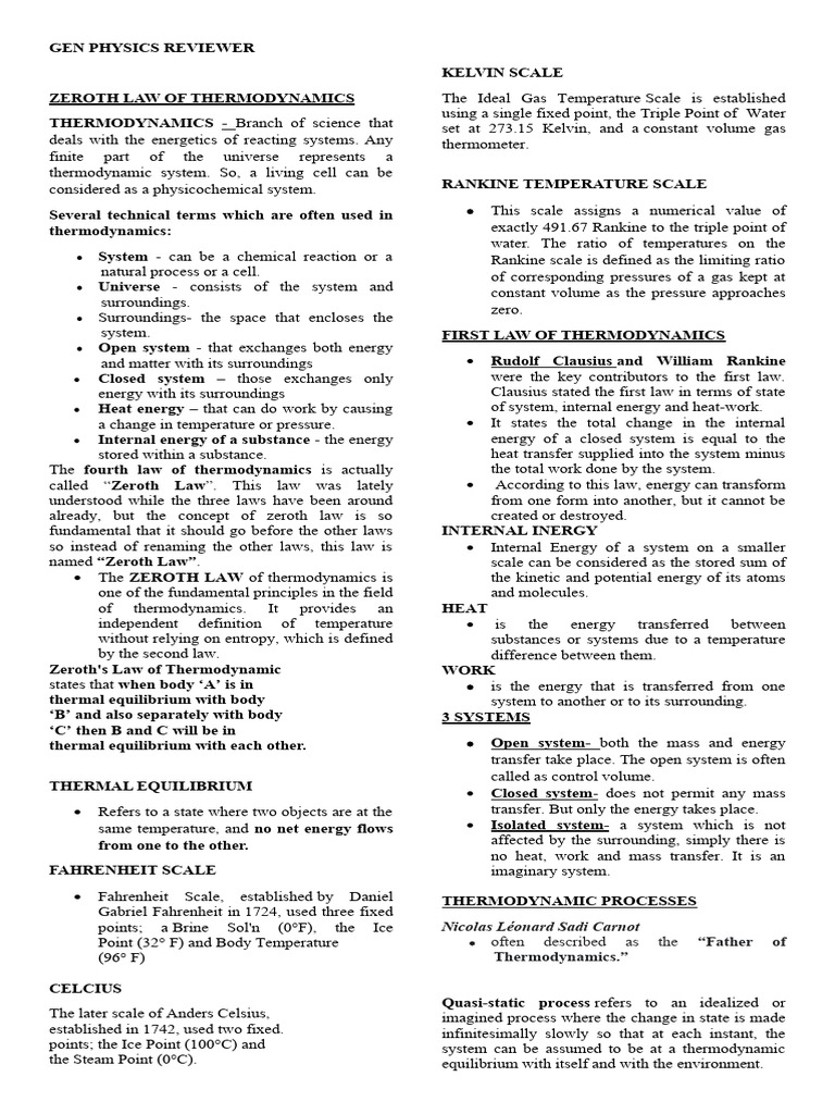 Gen Physics Reviewer | PDF | Capacitance | Temperature