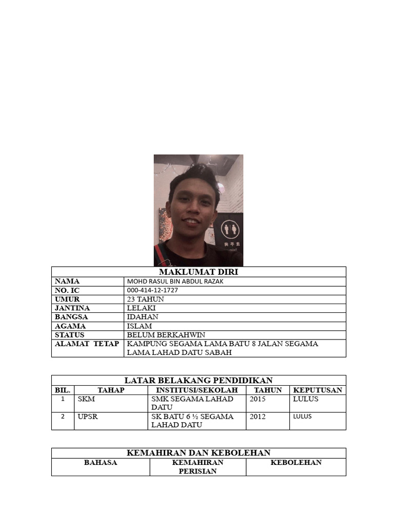 Resume Mohd Rasul Cop | PDF